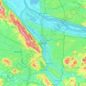 Portland Topographic Map Elevation Terrain