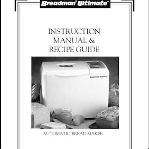 Digital Only Pdf Breadman Tr2200c Manual And Recipe Guide Automatic Bread
