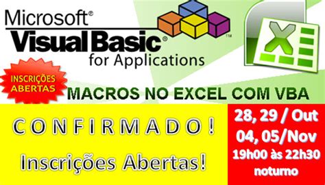 Curso Presencial De Macros No Excel Com Vba