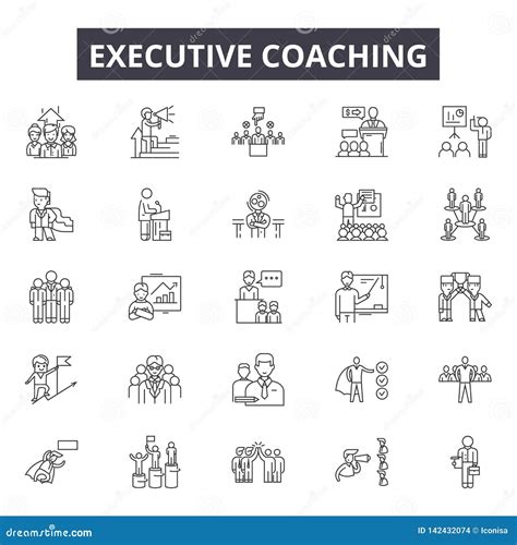 Executive Coach Line Icons For Web And Mobile Design Editable Stroke Signs Executive Coach