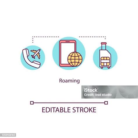 로밍 무선 통신 개념 아이콘 국제 Sim 카드 인터넷 액세스 소득 전화 서비스 아이디어 얇은 라인 일러스트 벡터 절연 윤곽선 Rgb 색상 도면 편집 가능한 스트로크 Sim