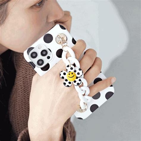 Tc 트라이코지 3d곡면하드 모던패턴 체인 스마일플라워 폰뿌