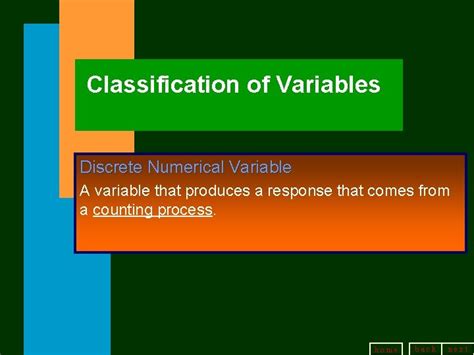 Classification Of Variables Discrete Numerical Variable A Variable