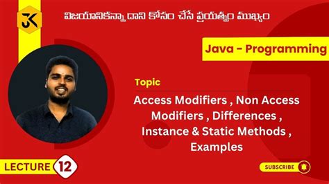 12javaaccess Modifiers Non Access Modifiers Differences Instance And Static Methods