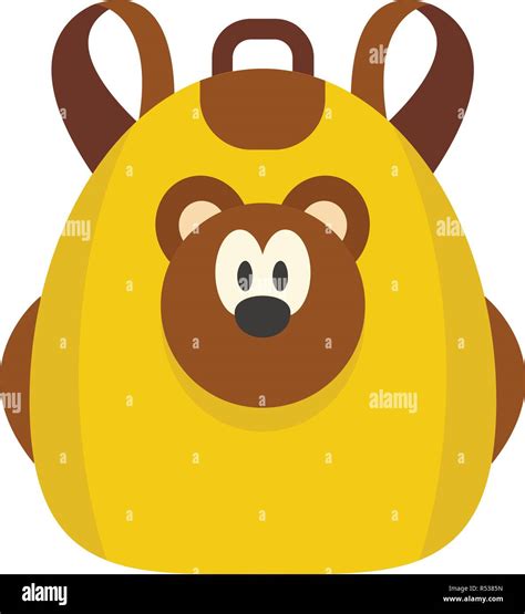 Cute Bear Backpack Icon Flat Illustration Of Cute Bear Backpack Vector