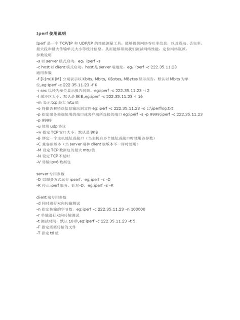 Iperf 使用 Pdf