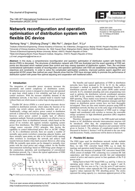 pdf network reconfiguration and operation optimisation of