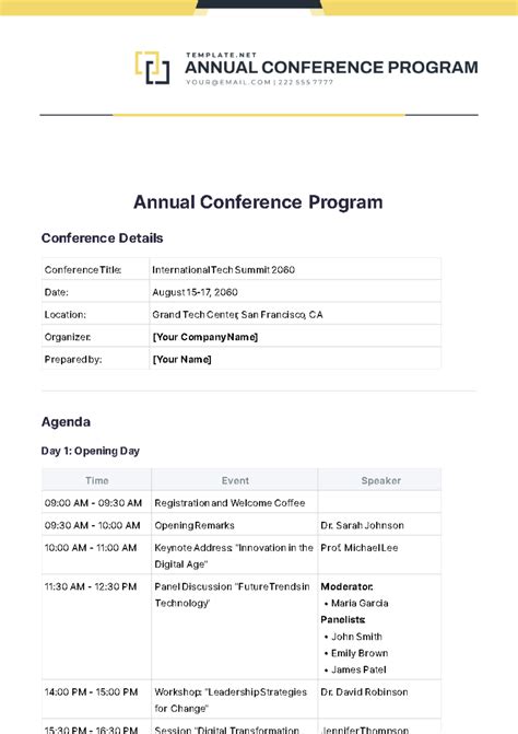 Free Annual Conference Program Agenda Template To Edit Online