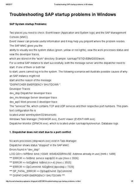 Sap Basis Tutorials Troubleshooting Sap Startup Problems In Windows Pdf Pdf Port Computer