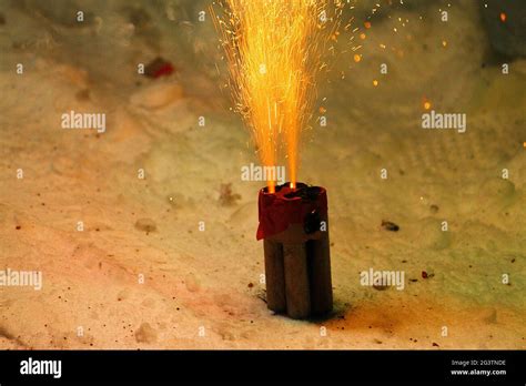 Closeup Shot Of A Burning Firecracker Stock Photo Alamy