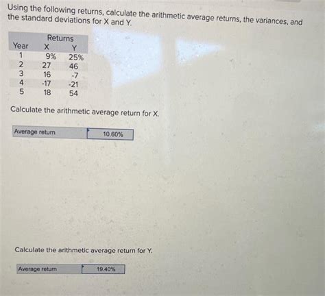 Solved Using The Following Returns Calculate The Arithmetic