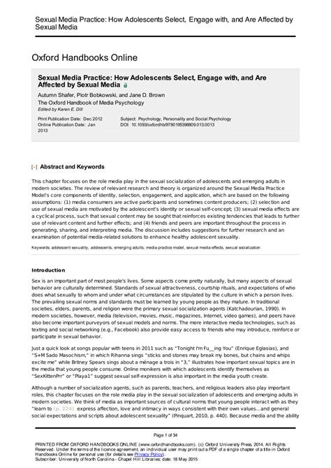 Pdf Mass Media Influences On Sexuality