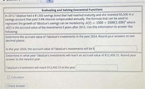 Solved Evaluating And Solving Exonential Functions In 2012