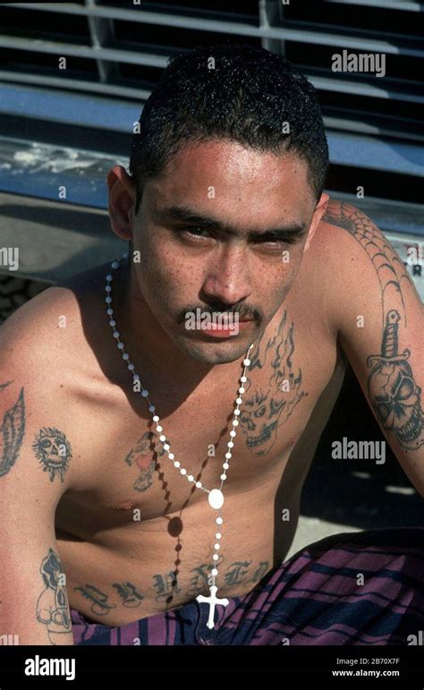 Los Encinos Texas Usa Shirtless Hispanic Teen Member Of Gang Wearing Rosary Beads With