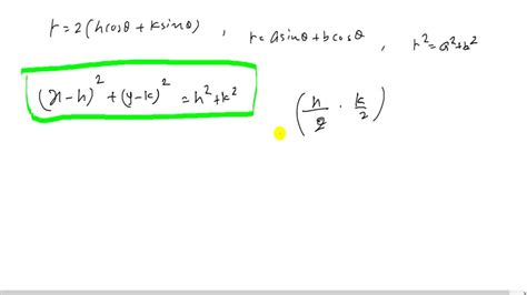 solved a convert the polar equation r 2 h cos theta k sin theta