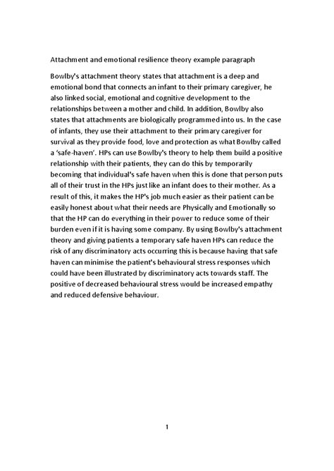 Bowlbys Attachment Theory Paragraph Example Attachment And Emotional
