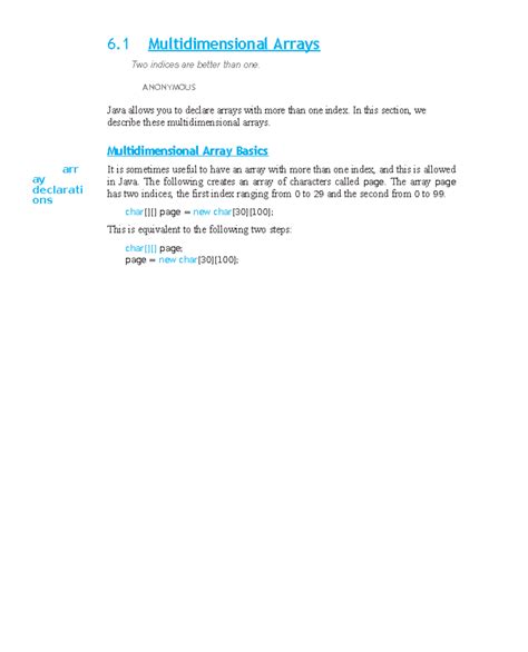 Multidimensional Arrays Anonymous Java Allows You To Declare Arrays