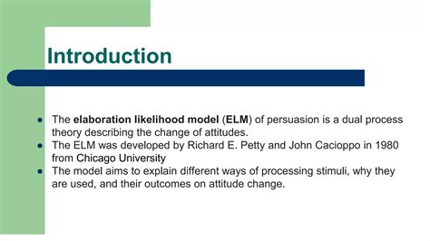 Elaboration Likelihood Model PPTX