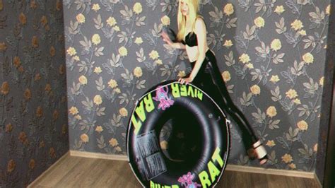 Alla Sexually Blows Off A Rare Two Big Black Inflatable Ring And Blows