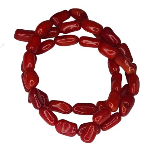 Red Coral Bead String Irregular 11 13mm 40cm Silver Hills Gems