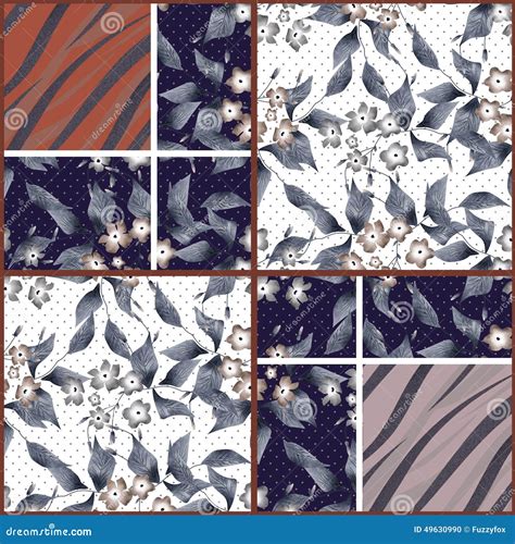 Patchwork Seamless Floral Pattern Texture Background Stock Illustration