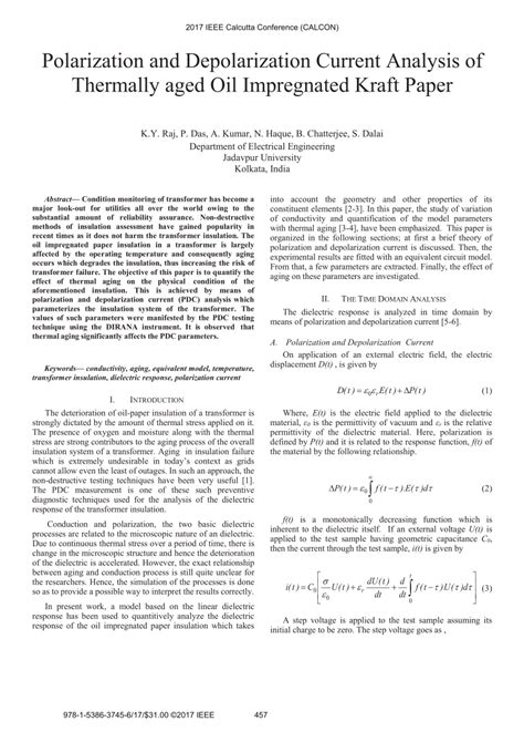 Pdf Polarization And Depolarization Current Analysis Of Thermally