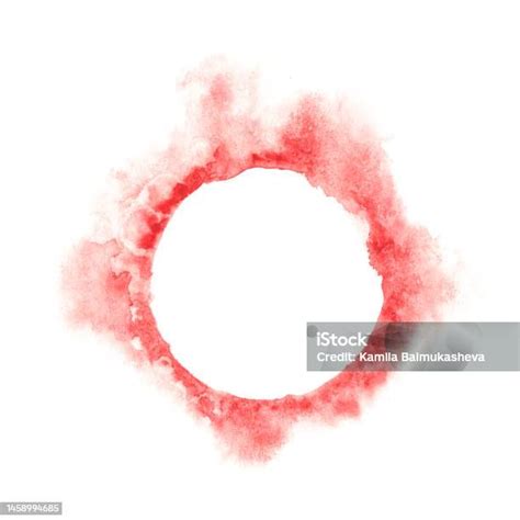 흰색 배경에 격리된 찢어진 가장자리가 있는 둥근 빨간색 수채화 프레임 내부에 텍스트를 위한 장소가 있는 손으로 그린 빨간색 수채화 원형 프레임이 있는 래스터 그림 0명에