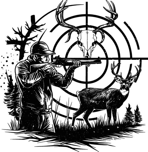 A Black Silhouette Of Deer Skull Clip Art Hunter Man Design Design