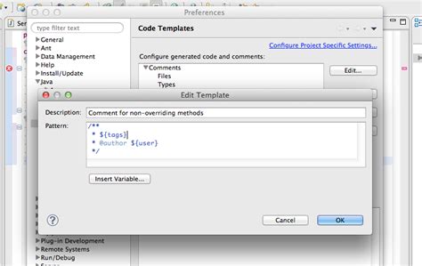 Java How Can I Change Author Tag Configuration In Eclipse In Such A Way That It Takes The