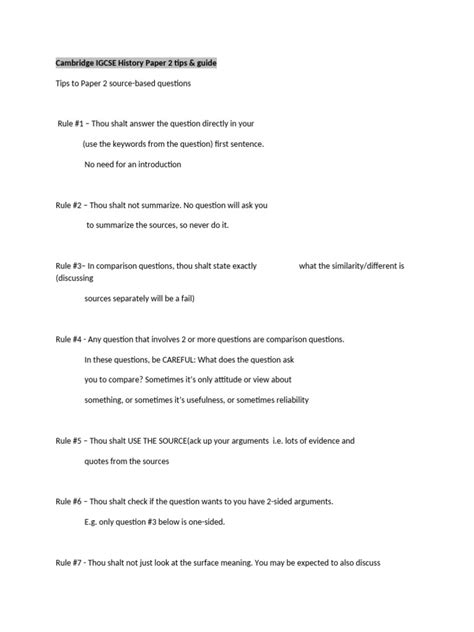 Cambridge Igcse History Tips Pdf Knowledge Evidence Cambridge Igcse History Tips Pdf Knowledge Evidence
