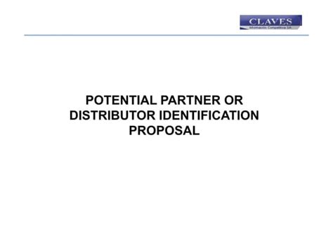 Claves Potential Partner Or Distributor Identification Ppt
