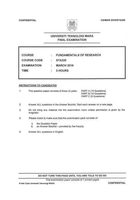 Faculty Computer Sciences And Mathematic 2016 Session 2 Diploma Sta220 Fundamentals Of