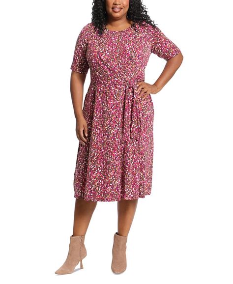 London Times Plus Size Keyhole Front Midi Dress Macys