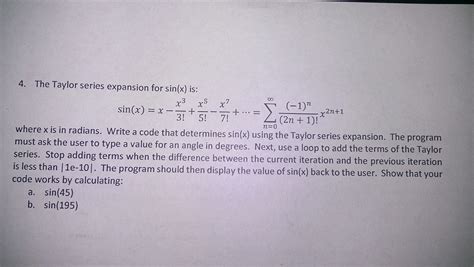 The Taylor Series Expansion For Sinx Is Givin In