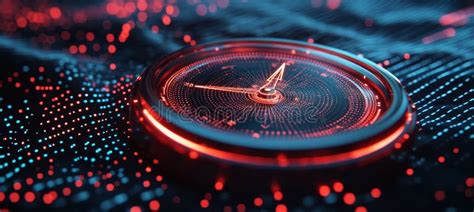 Digital Compass With Glowing Data Points And Lines For Navigation In A