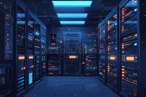 Computer Servers Room At Data Center Concept Of Technology And