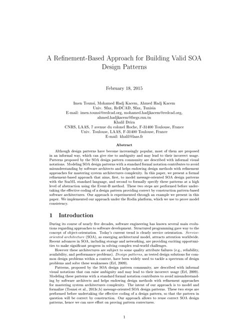 Pdf A Refinement Based Approach For Building Valid Soa Design Patterns