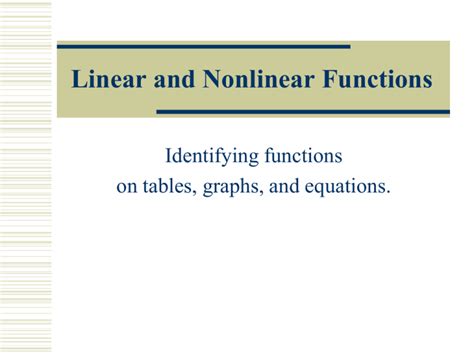 Linear And Nonlinear Functions Identifying Functions On Tables Graphs