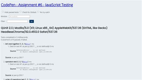 Assignment 6 Javascript Testing
