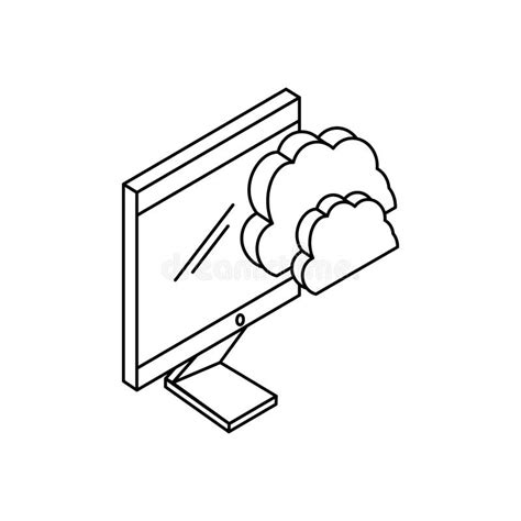 Desktop Computer With Cloud Computing Stock Illustration Illustration