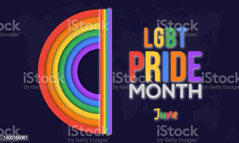 Lgbtq 축하 행복한 자존심의 달 Lgbt 무지개 기호 자부심 축하 개념 배너 포스터 카드 및 배경 디자인 Lgbt 프라이드의 달에 대한 스톡 벡터 아트 및 기타 이미지