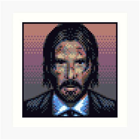 John Wick Pixel Portrait Art Print For Sale By Nbeela Redbubble