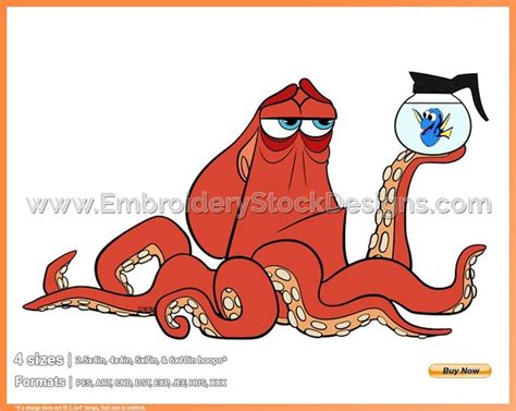 Hank Dory In Coffee Pot 2 Finding Dory Disney Movie Characters In 4 Sizes Embroidery