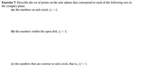 Solved Exercise Describe The Set Of Points On The Unit Chegg Com