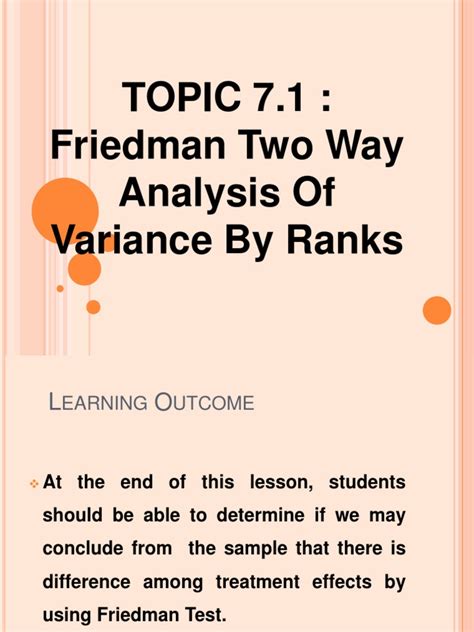 Friedman Two Way Analysis Of Variance By Ranks Pdf Analysis Of