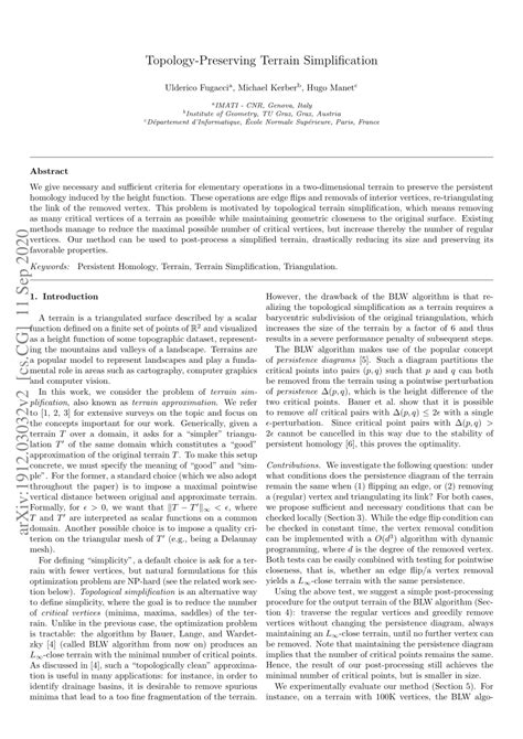 Pdf Topology Preserving Terrain Simplification