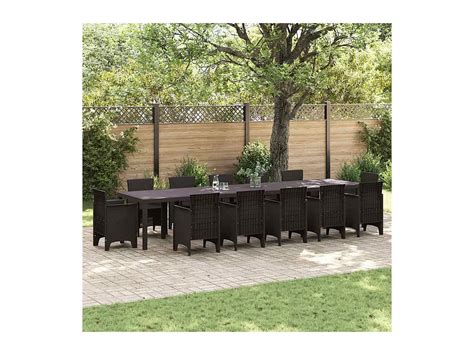 Brauner Gartentisch 400 X 100 X 73 Cm Polyrattan