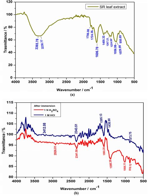 Ftir Spectra Of A Sr Leaf Extract And B Inhibitive Layer Formed On Mild