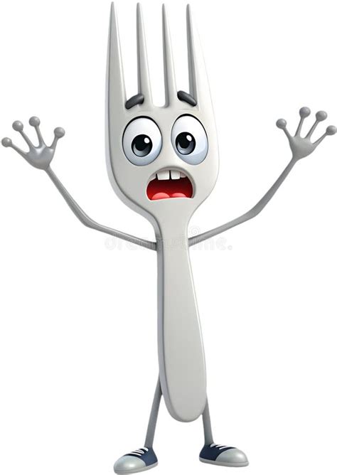 A Playful Fork Cartoon Character With Lively Expressions And Charming