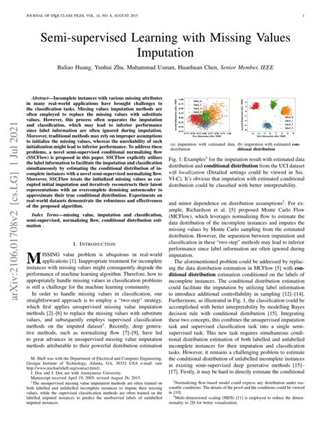 Pdf Semi Supervised Learning With Missing Values Imputation